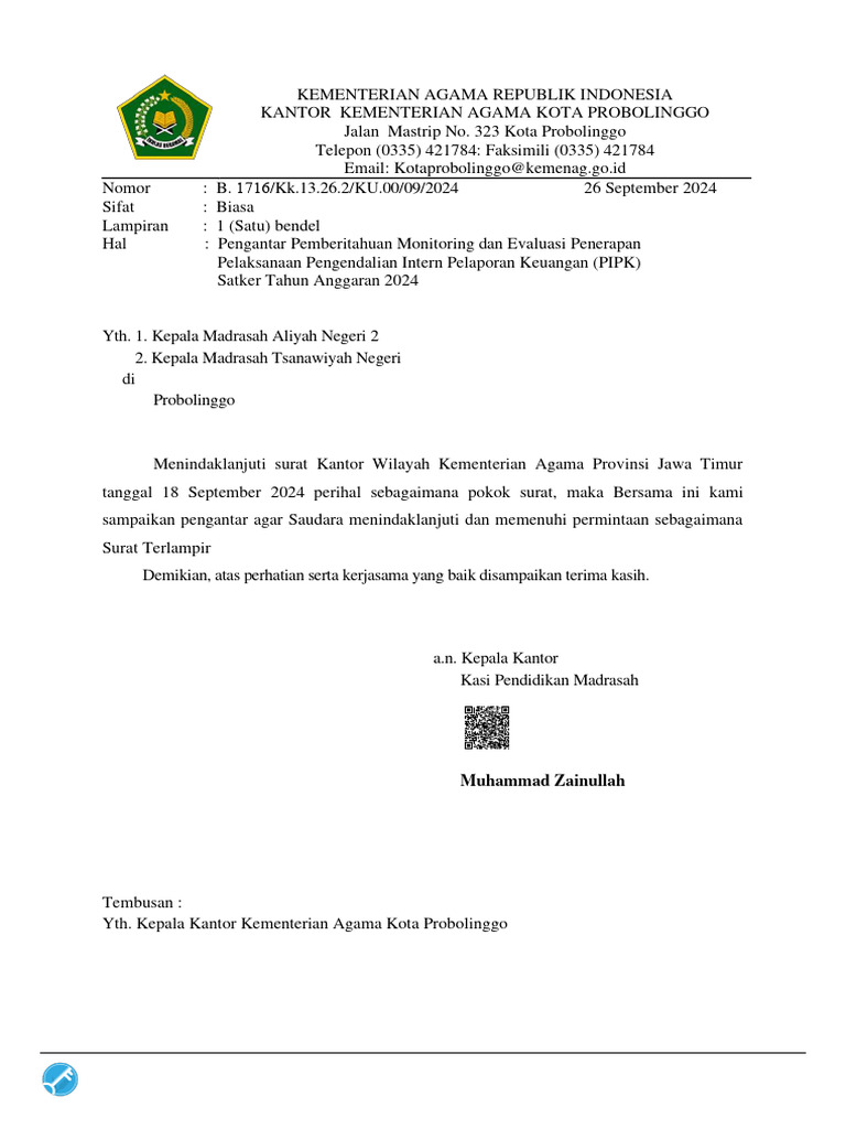 Pengantar Monitoring PIPK 2024 Probolinggo | PDF