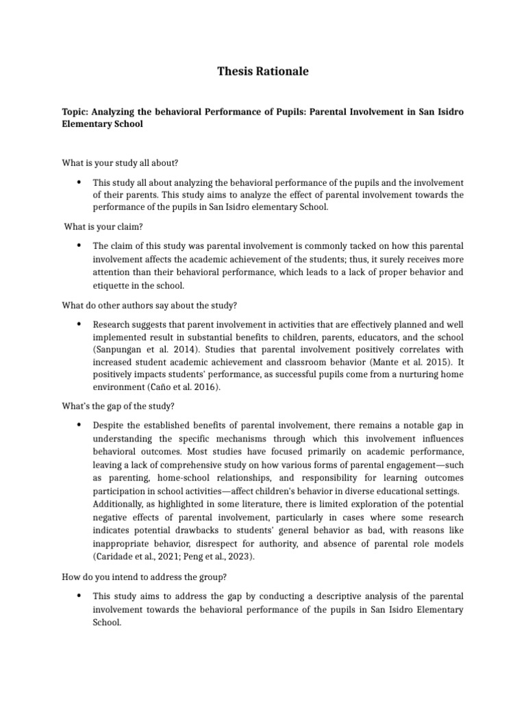Thesis Rationale | PDF | Educational Assessment | Learning