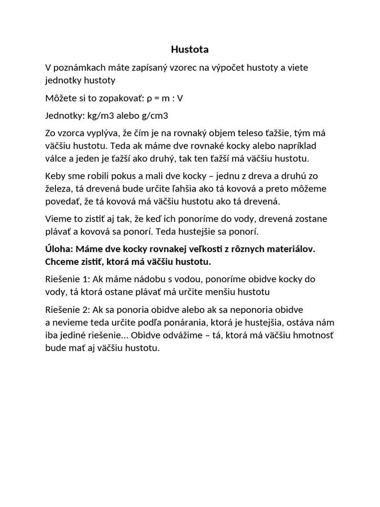 Hustota | PDF