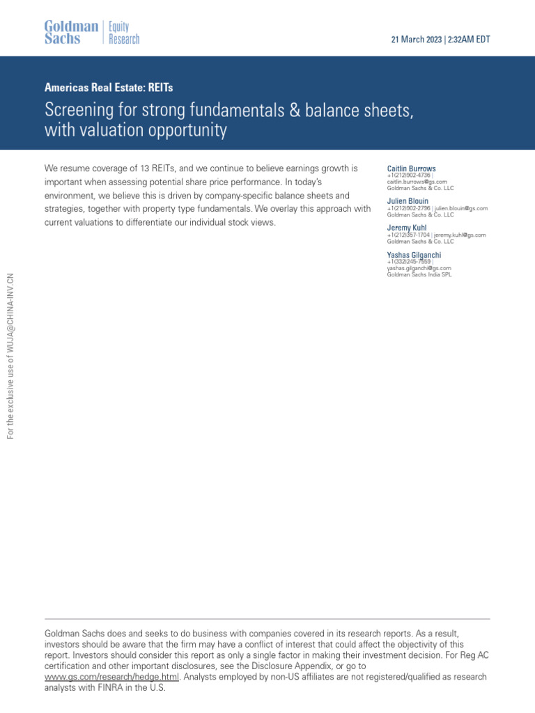 Americas Real Estate - REITs - Screening For Strong Fundamentals ...