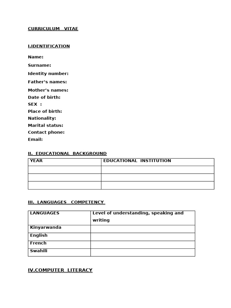 CV Format | PDF