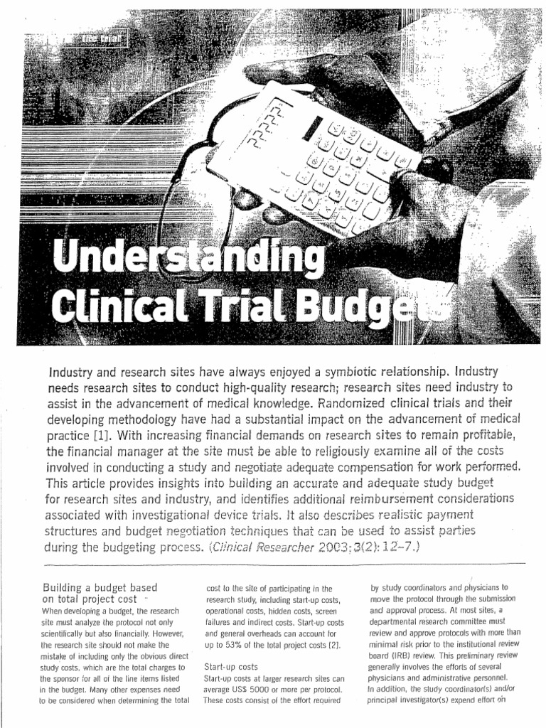 Budget Dev Clinical Trials Journal Article | PDF