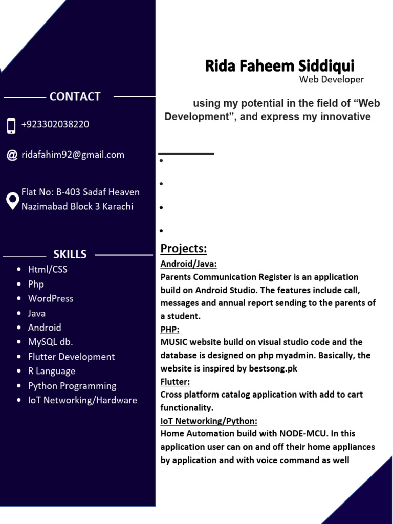 S-Not come-Rida+FAheem+CV+ (1) + | PDF