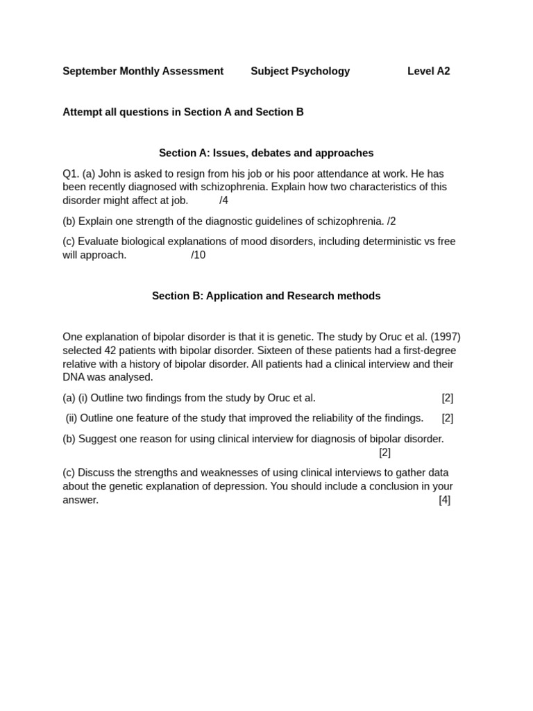 Sample Monthly Assessment | PDF