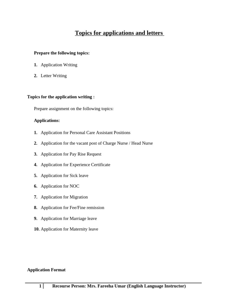 Application & Letter Writing Guide | PDF