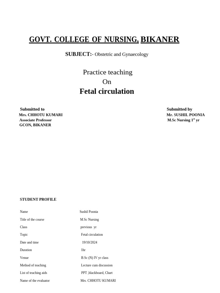 shushil practice teaching on Fetal-Circulation | PDF | Atrium (Heart) | Fetus