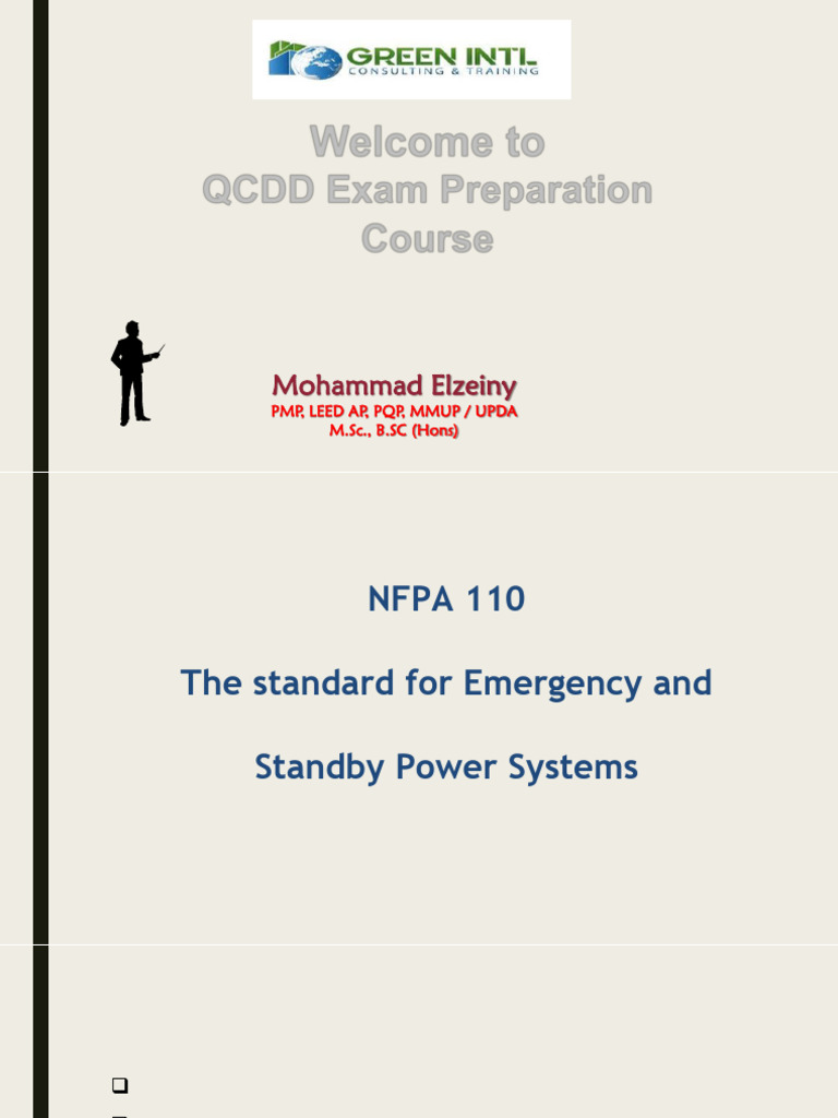 07 - QCDD Electrical - NFPA 110 The Standard For Emergency and Standby Power Systems | PDF ...