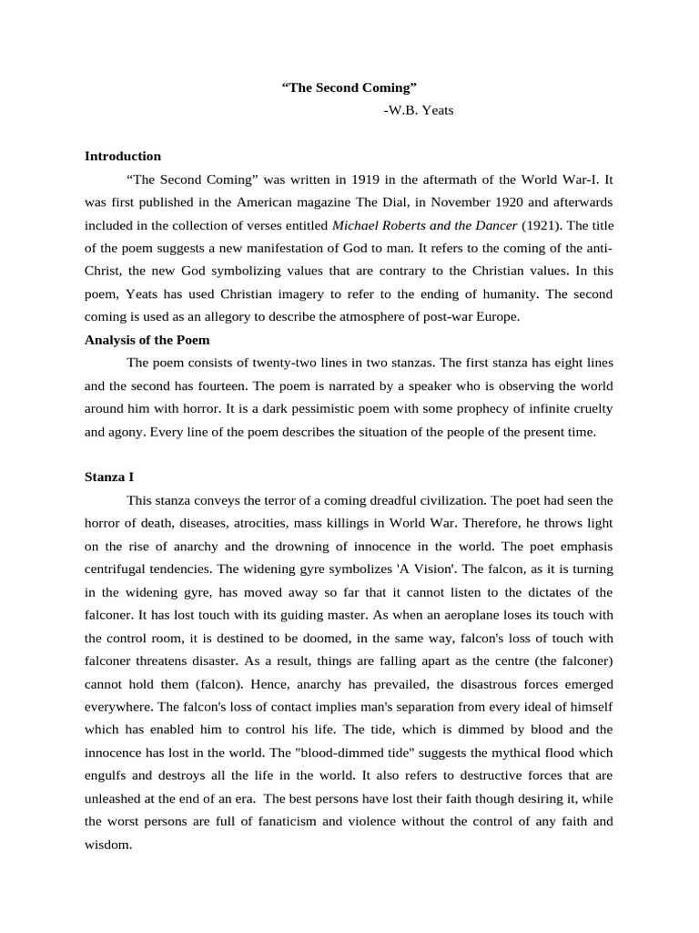 The Second Coming | PDF | Poetry | Second Coming