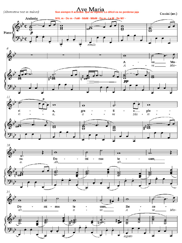 Ave Maria Caccini Con Acordes | PDF