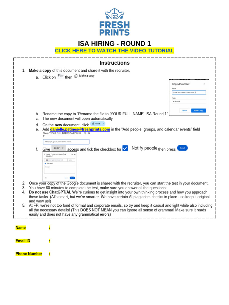 (YOUR FULL NAME) - ISA Round 1 | PDF | Human Communication