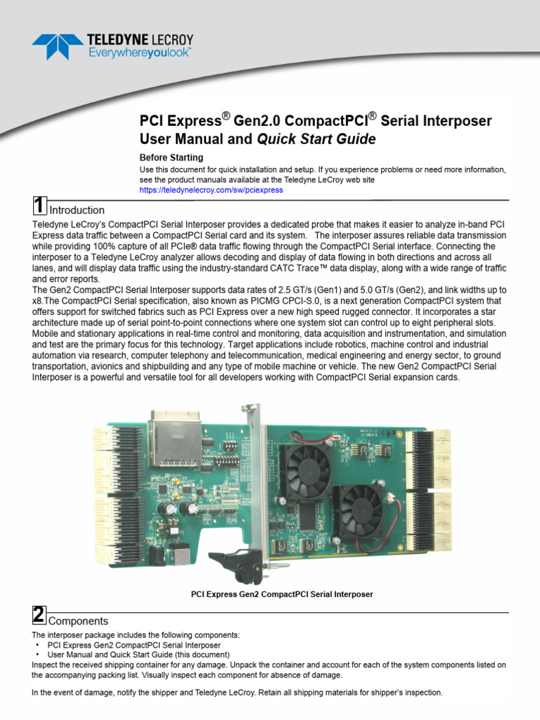 Pciegen2 Compactpciserialinterposer Quickstart | PDF | Power Supply | Electronics
