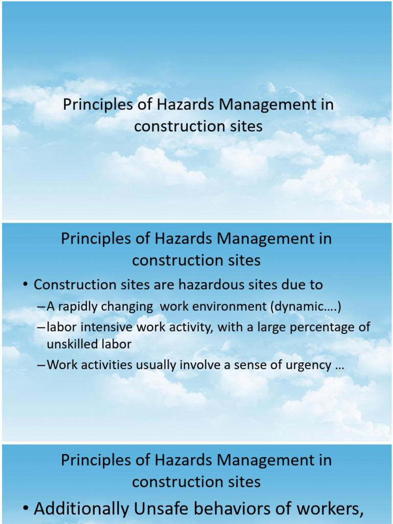 5 Principles of Hazards Management in Construction Sites | PDF ...