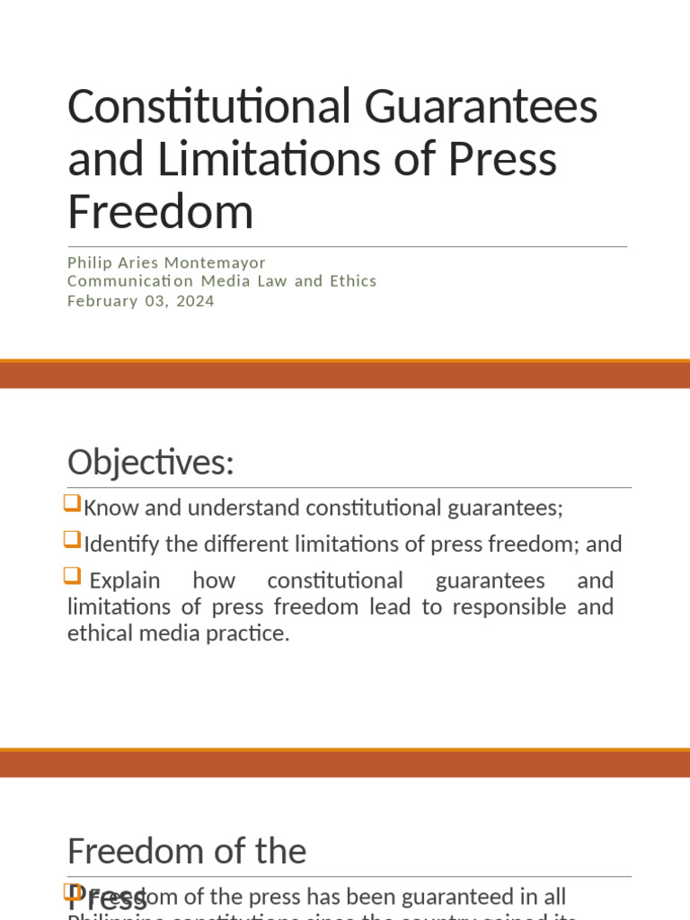 2 Constitutional Guarantees and Limitations of Press Freedom - Final ...