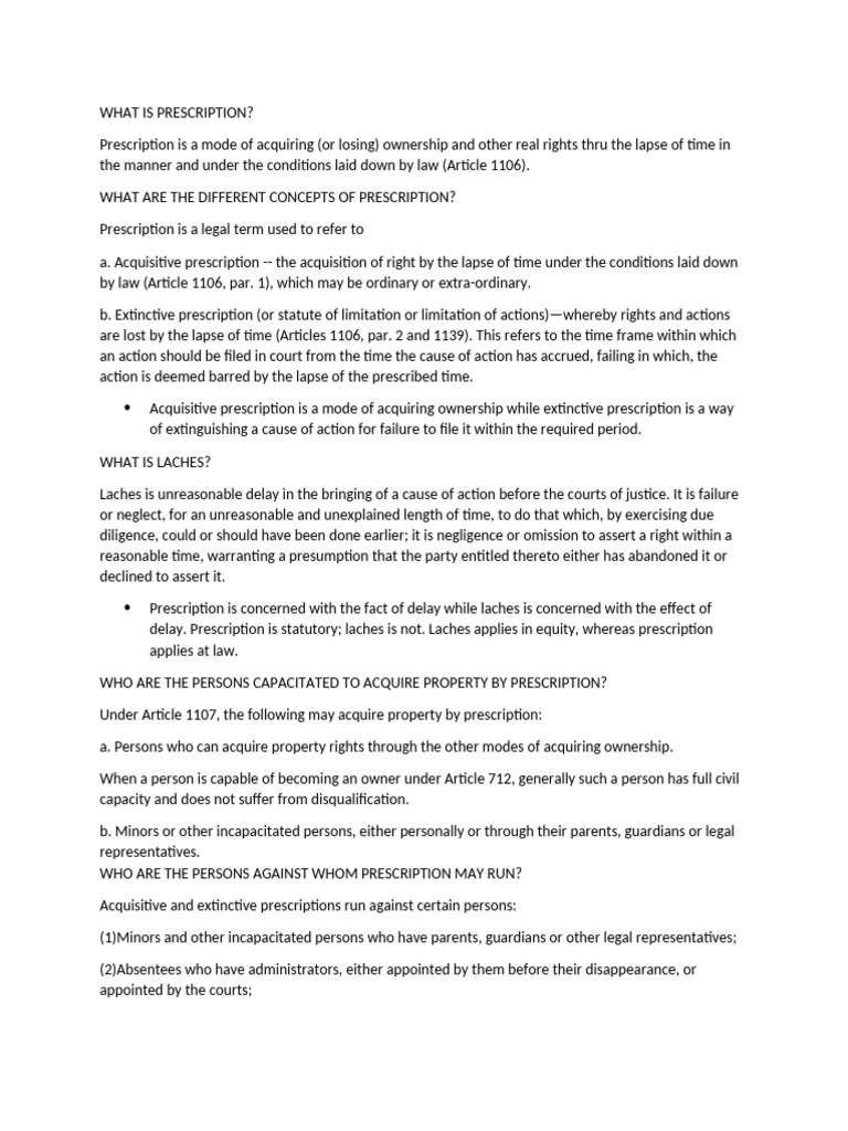WHAT IS PRESCRIPTION | PDF | Laches (Equity) | Statute Of Limitations