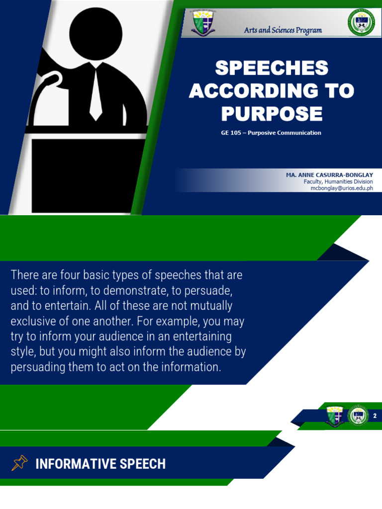 Speecher According To Purpose | PDF | Rhetoric | Credibility