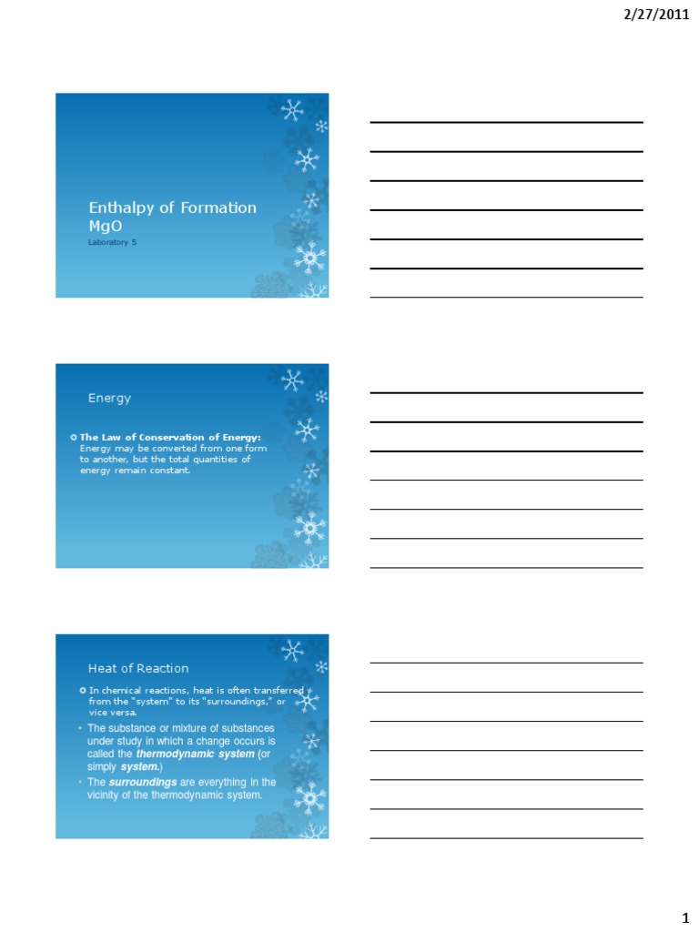 Enthalpy of Formation MgO | PDF | Enthalpy | Heat