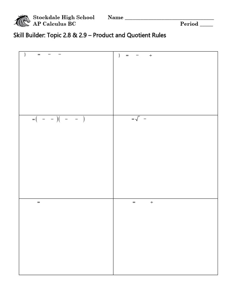 AP Calculus Product and Quotient Rules | PDF | Geometry | Differential ...