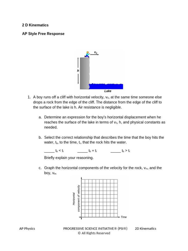 AP Physics 1: 2D Kinematics FRQ Guide | PDF | Kinematics | Velocity