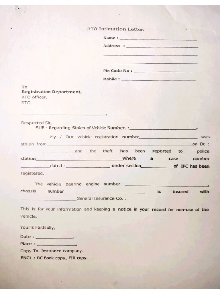 Rto Letter | PDF
