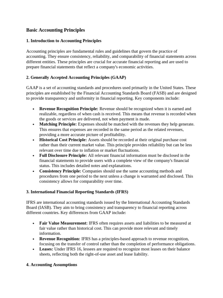 Basic Accounting Principles | PDF | Financial Statement | International ...