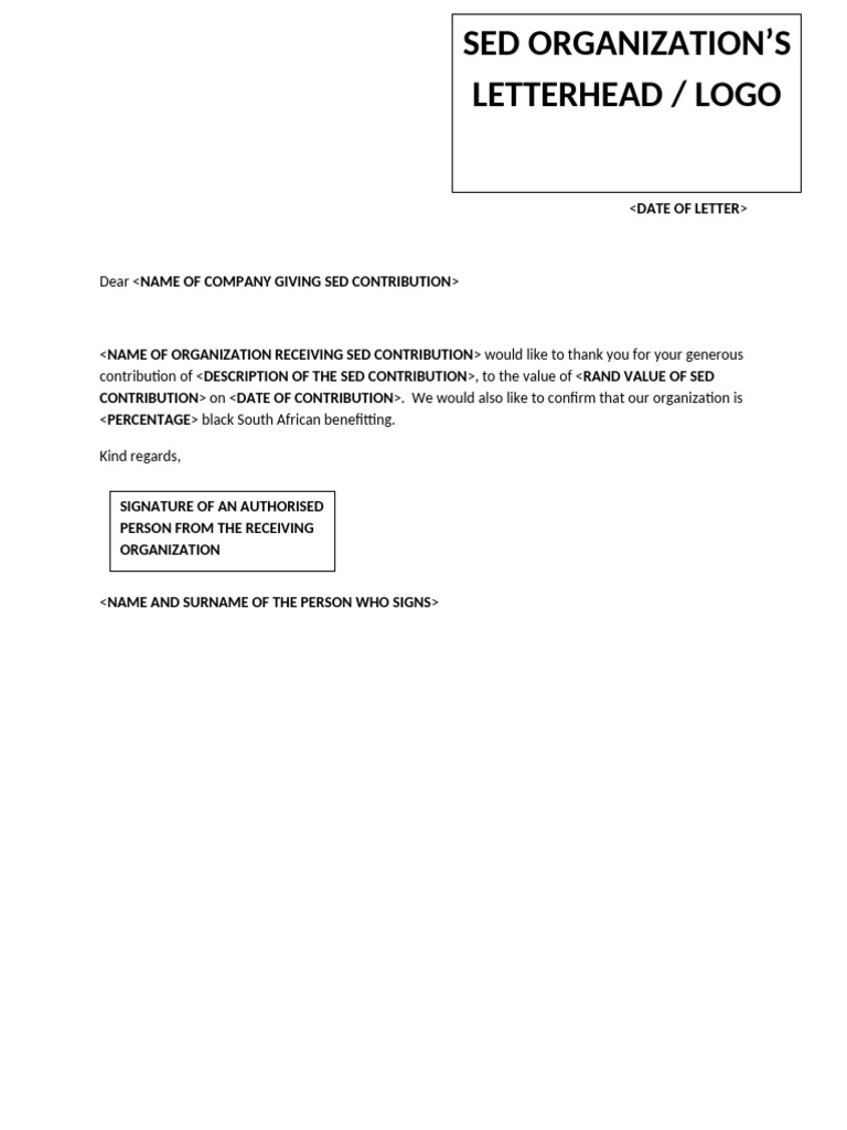 SED Acknowledgement Letter Template | PDF