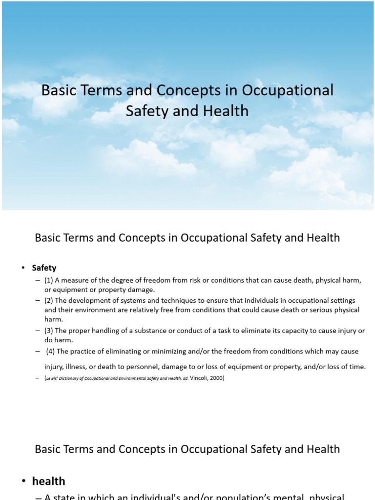 3 Basic Concepts in Occupational Safety and Health | PDF | Occupational ...