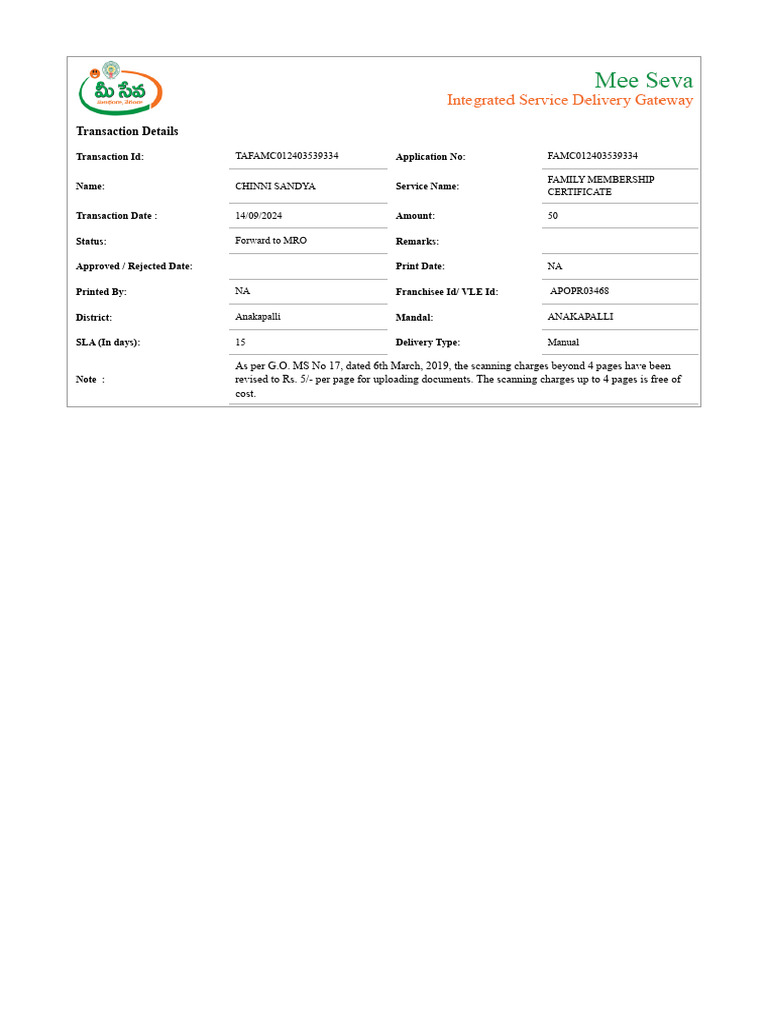 Https/apdept Meeseva Gov in/apsdcdeptportal/userinterface/TransactionSe | PDF