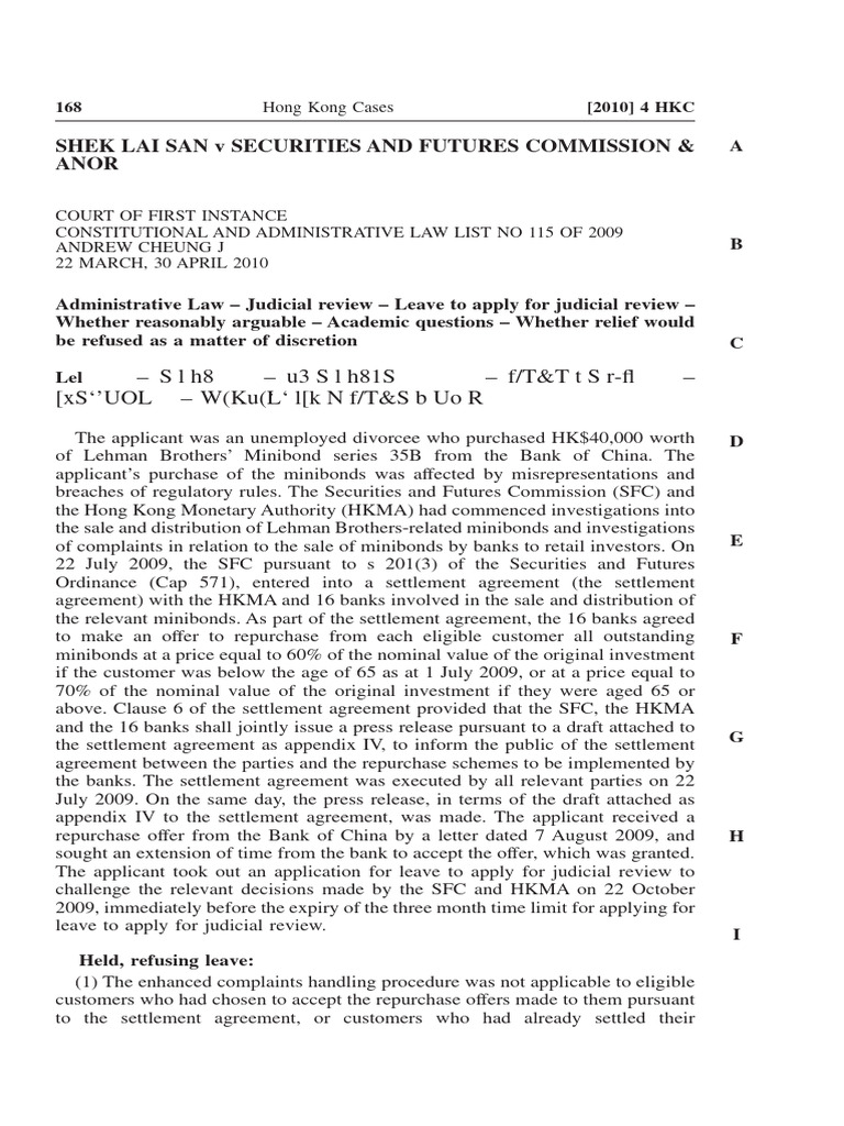Judicial Review in Shek Lai San Case | PDF | Repurchase Agreement ...