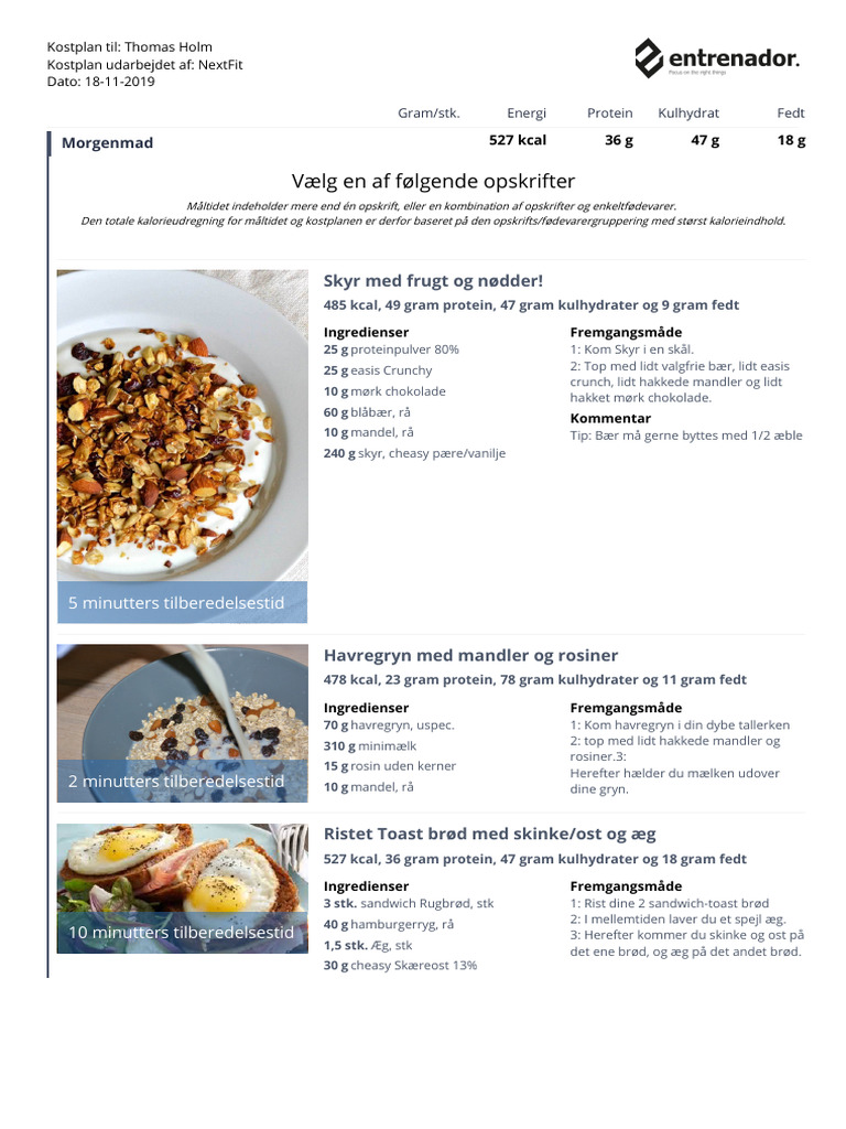 2500 Kcal Kostplan | PDF