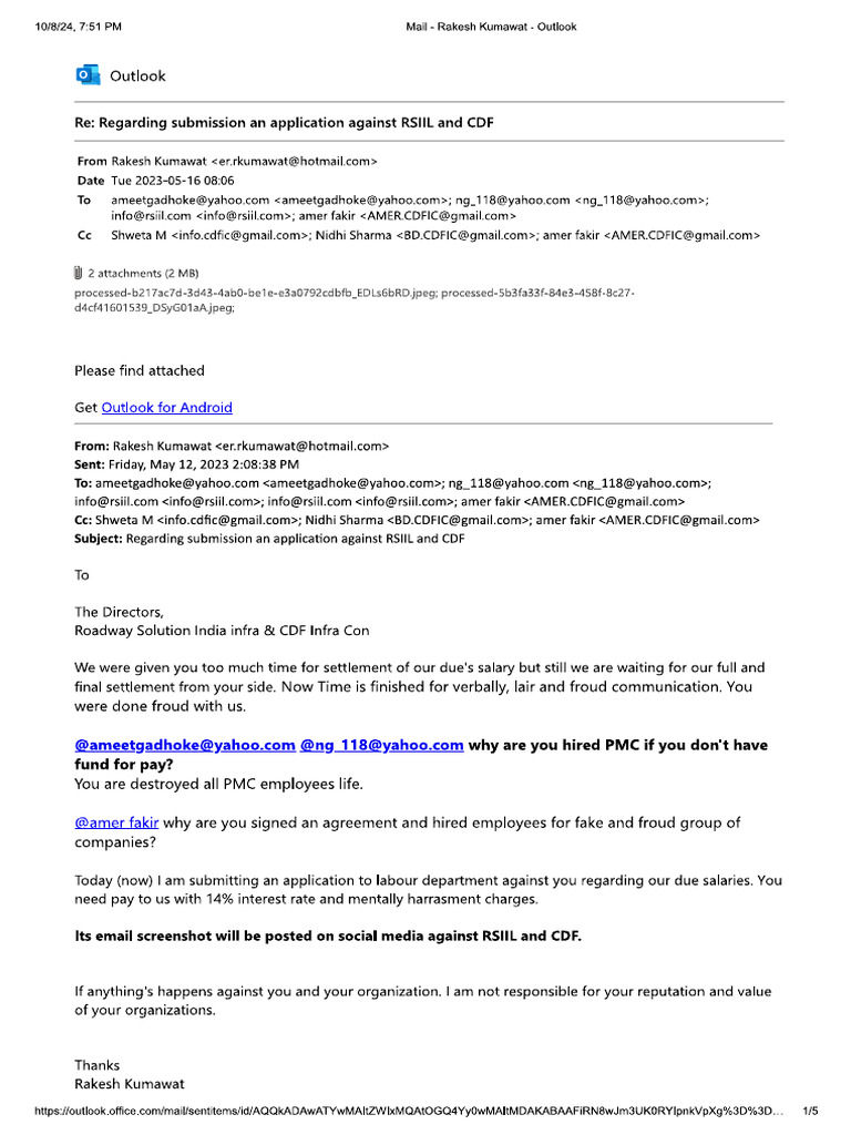 Salary Complaint to Labour Commissioner | PDF | Salary | Employment