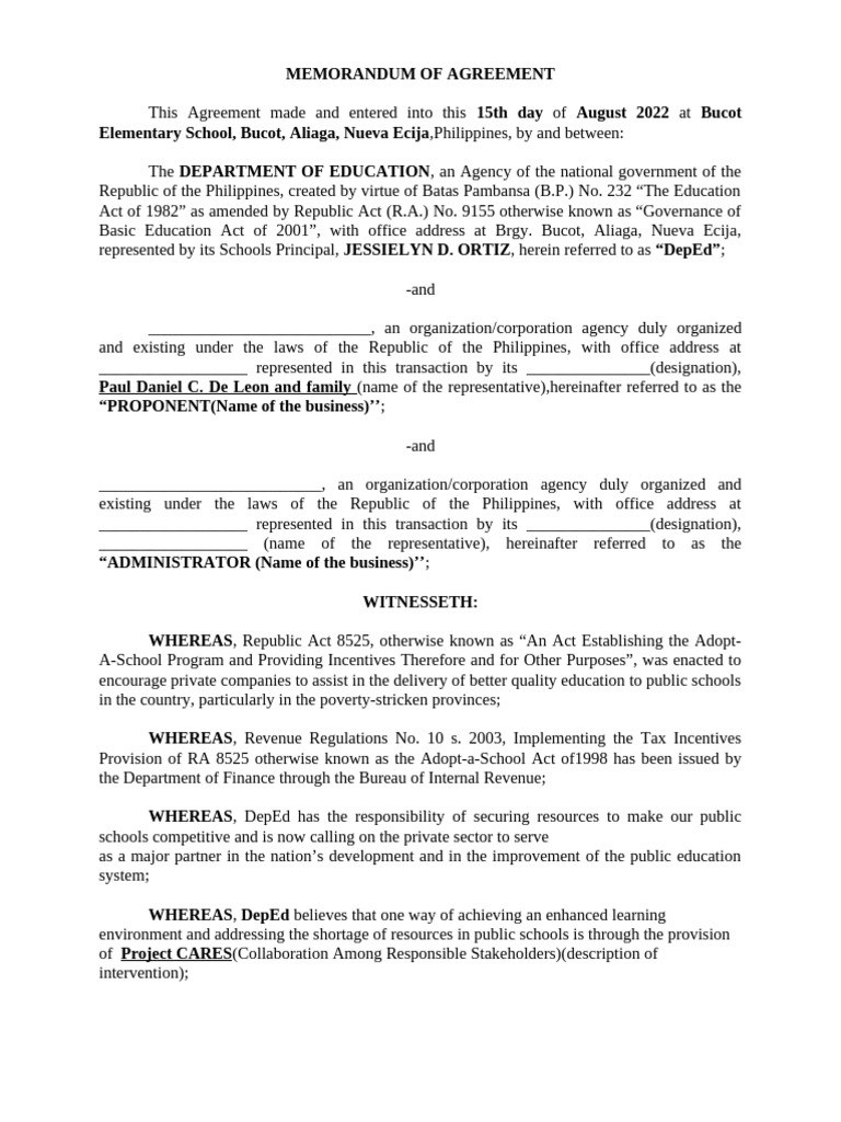 MOA | PDF | Private Law