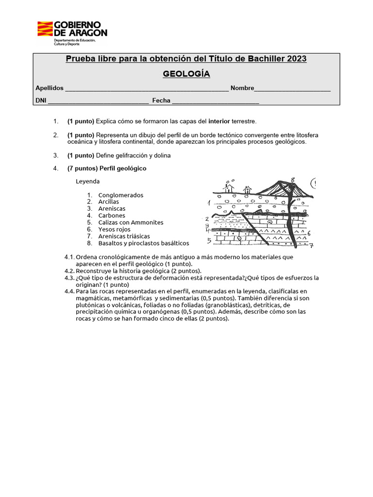 Prueba Geolog¡a 2023 | PDF