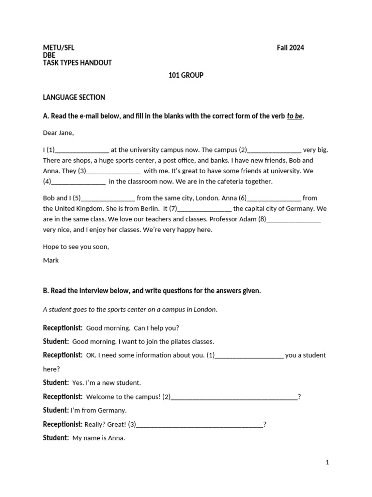 Task Types Handout | PDF