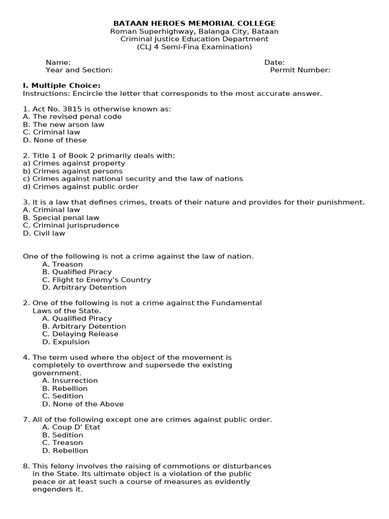 CLJ 4 Preliminary Examination | PDF | Perjury | Affidavit