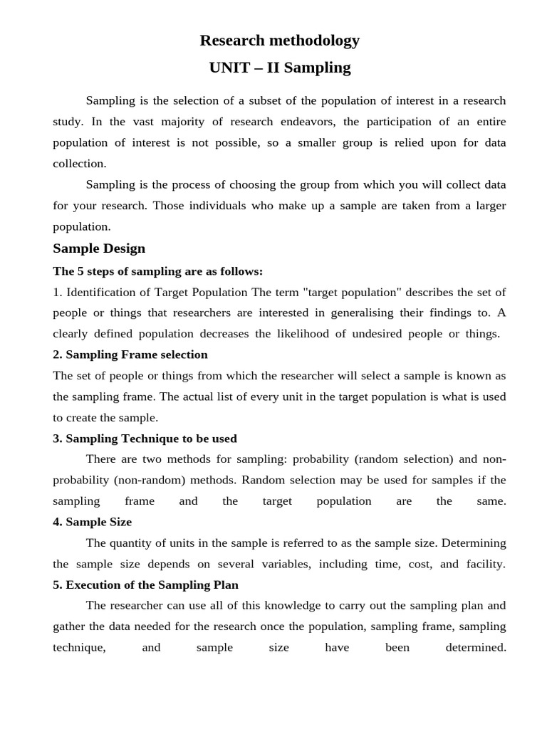 RM Unit - 2 & 3 | PDF | Sampling (Statistics) | Methodology