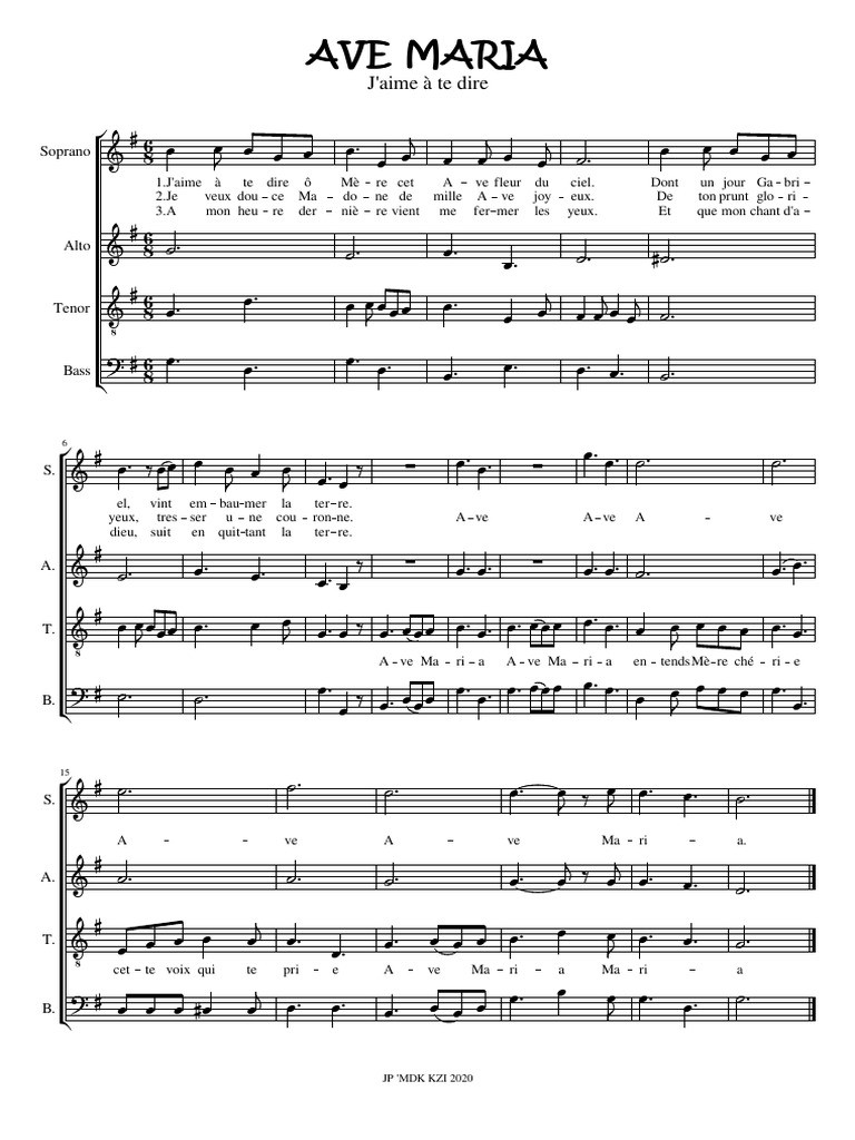 AVE MARIA (J'aime A Te Dire) | PDF