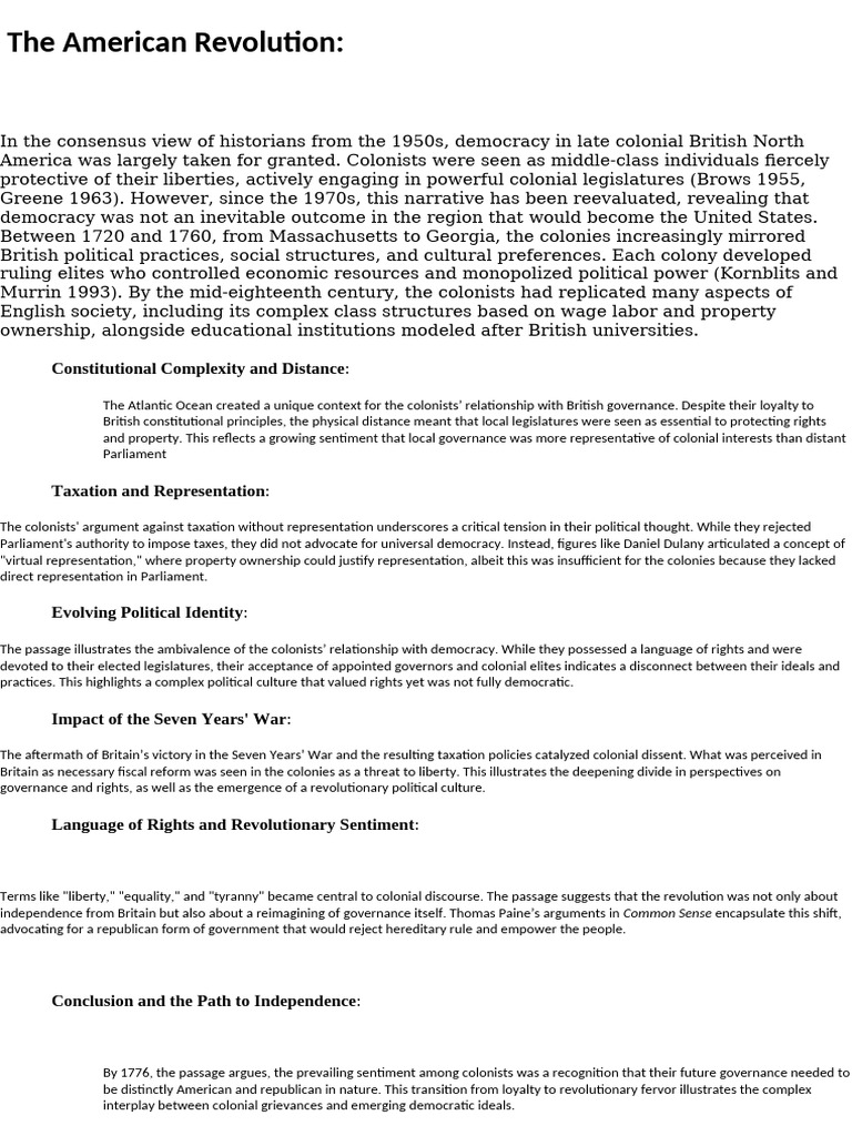 The American Revolution | PDF | Democracy | Political Ideologies