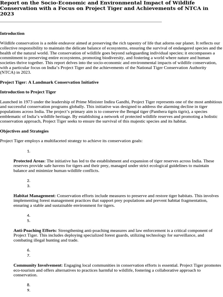Exp No. 5 | PDF | Conservation Biology | Tiger