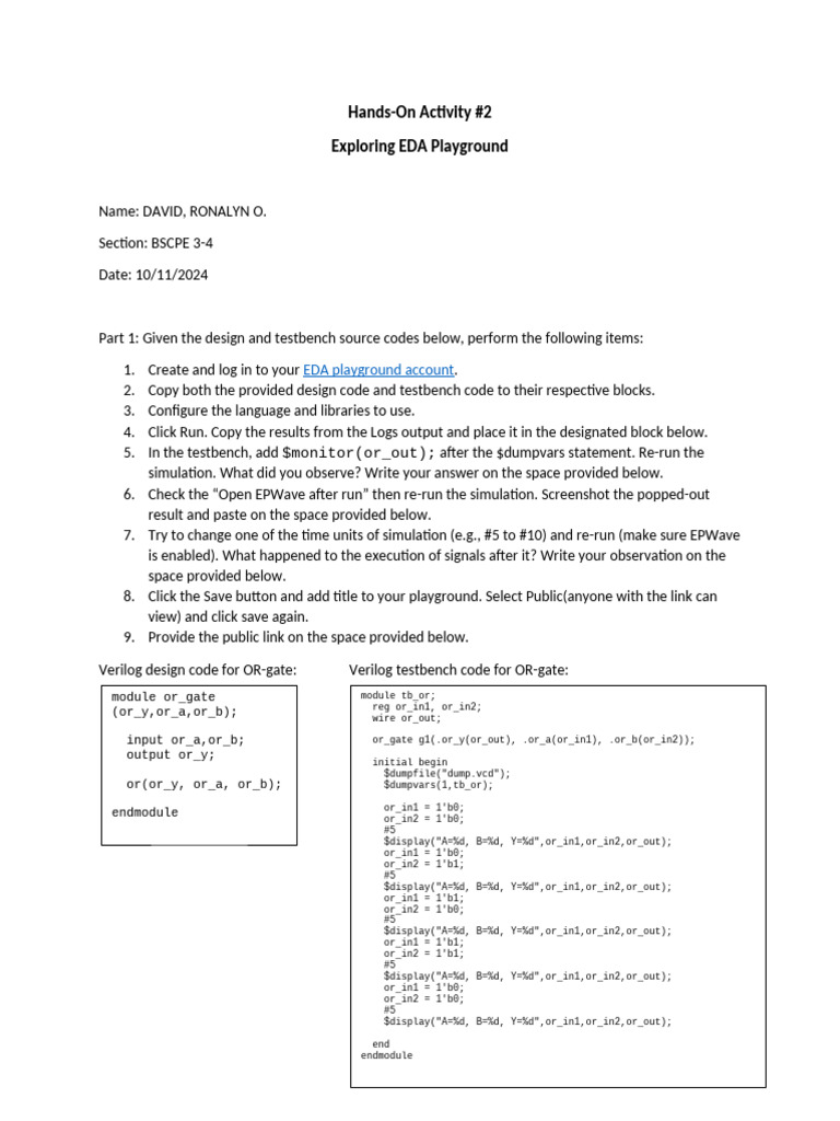 Activity2 Exploring EDA Playground | PDF | Software Engineering ... Activity2 Exploring EDA Playground | PDF | Software Engineering ...