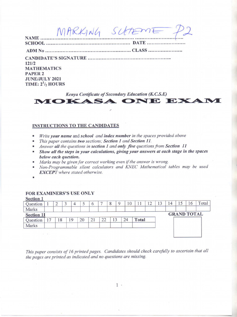 Maths P2 Scheme | PDF