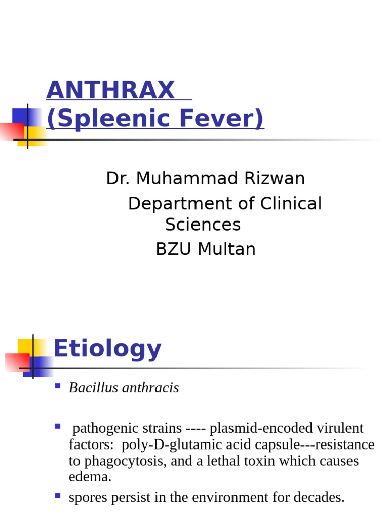ANTHRAX (Spleenic Fever) | PDF | Anthrax | Medical Specialties