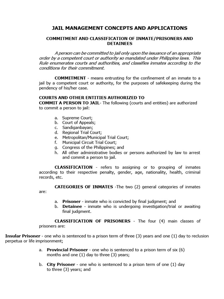 Inmate Commitment and Classification Guide | PDF | Psychiatry | Prison