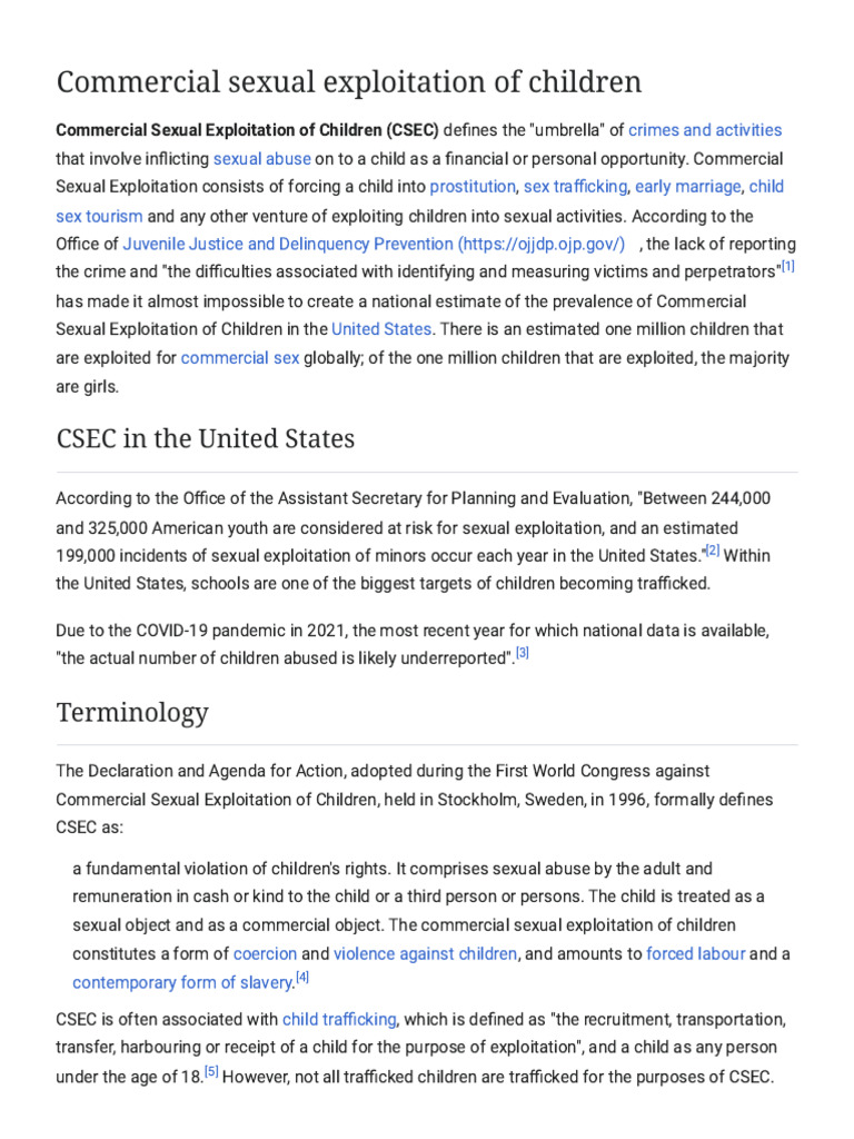 Commercial Sexual Exploitation of Children - Wikipedia | PDF | Human ...