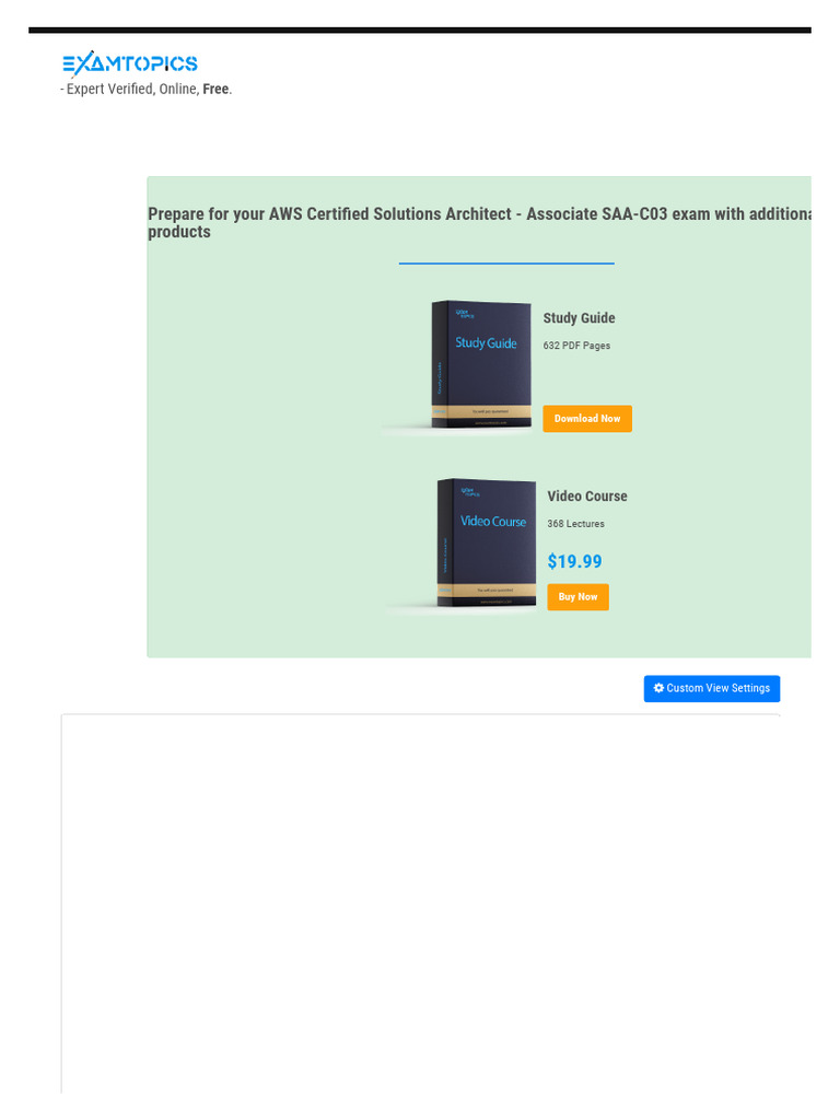 ExamtopicsSAA C03 1 3 | PDF | Amazon Web Services | Computer Engineering