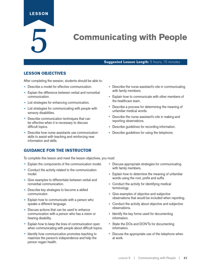 Nurse Assistant Training Instructor's Manual (091-198) | PDF | Nonverbal Communication ...