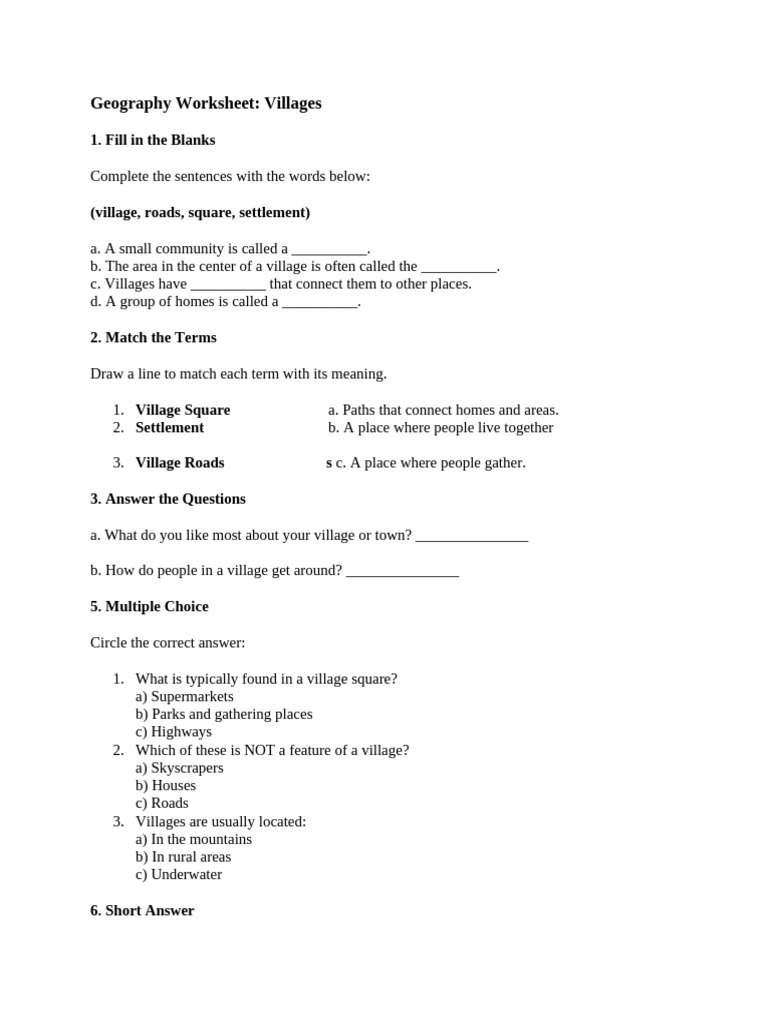 Geography Worksheet | PDF
