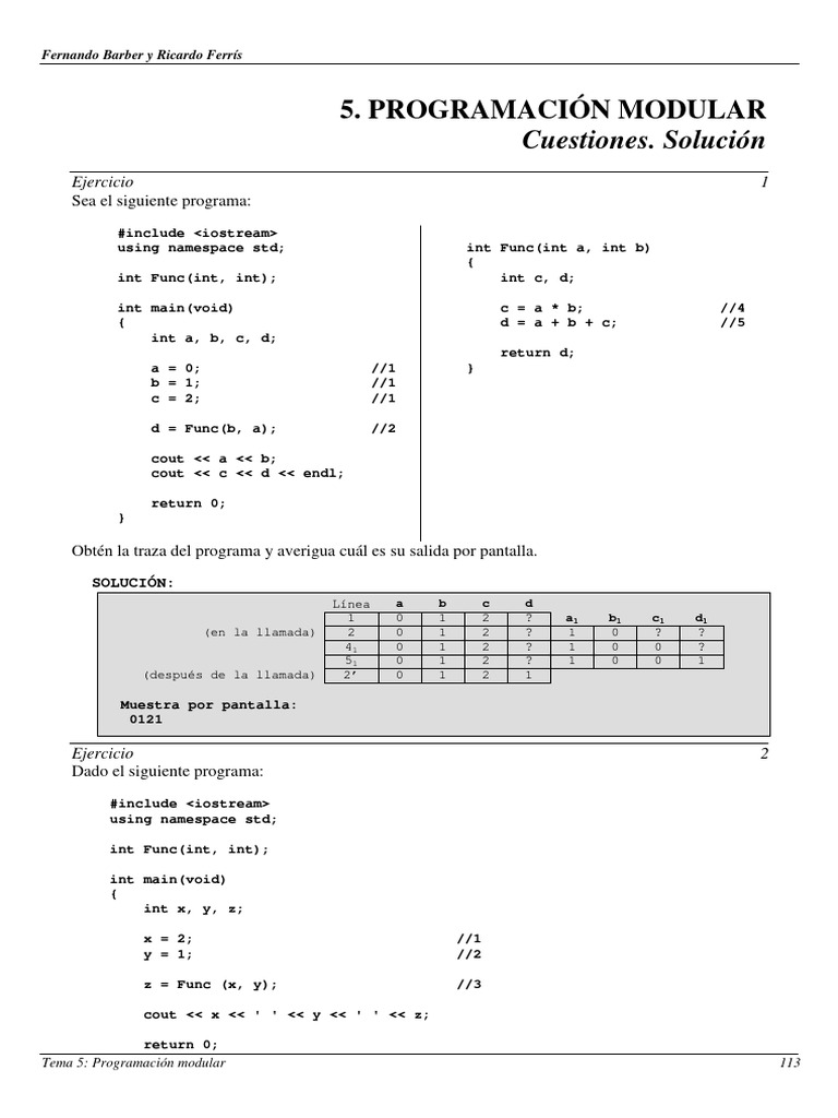 Informatica Tema 05 Programacion Modular 01b Cuestiones Solucion Pdf Programación De