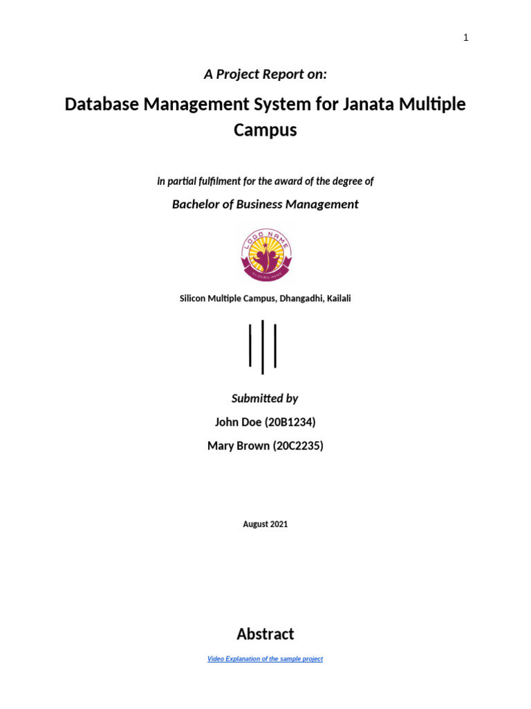 Public - Sample Project Report | PDF | Databases | Sql
