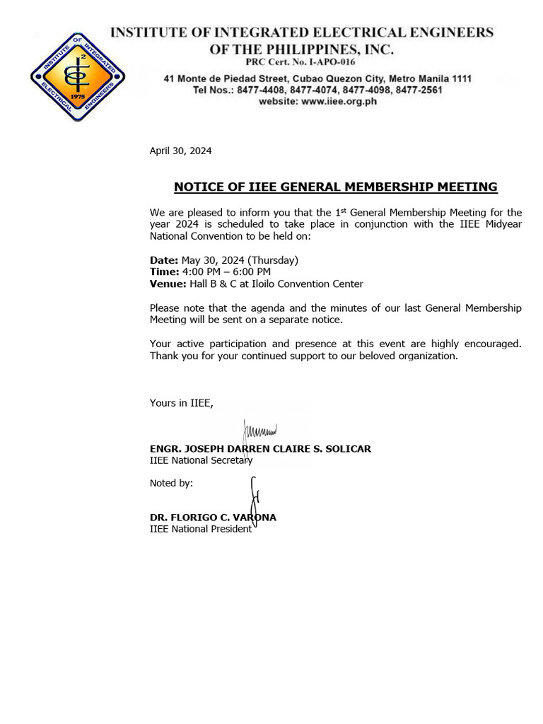 Notice 1st GMM | PDF