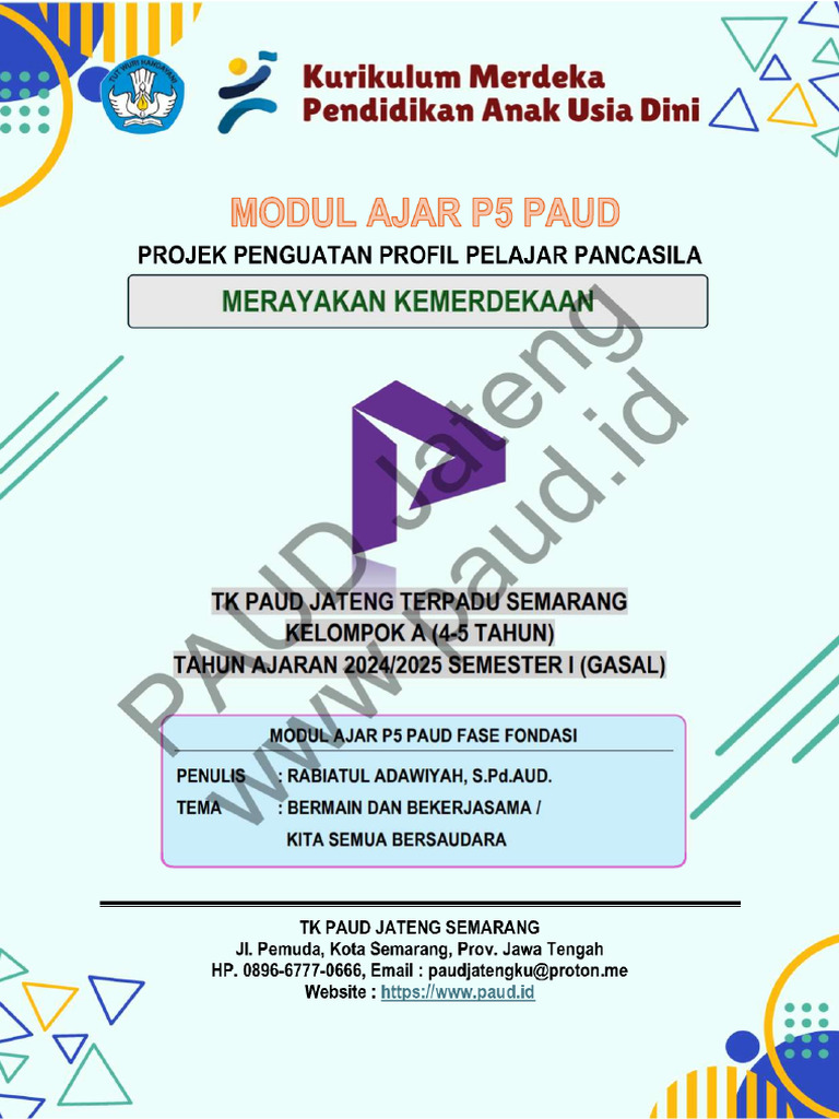 04 Modul Ajar TK A 2024 2025 Smt1 04 P5 Kemerdekaan PDF | PDF